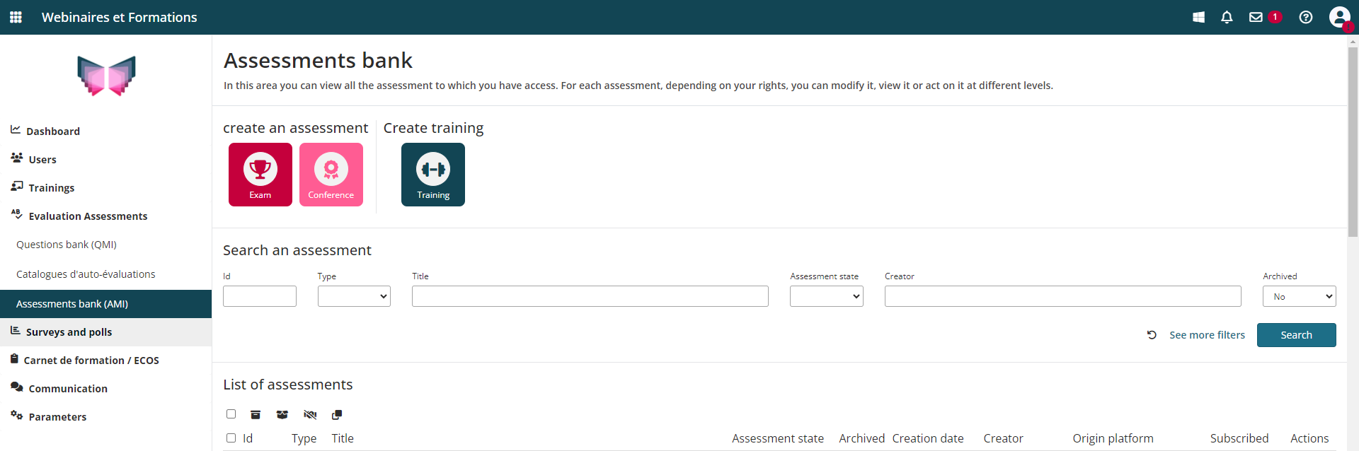 The different types of assessments - Support THEIA