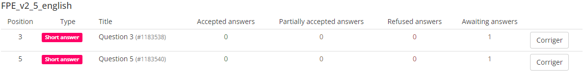 Correcting Short Answer questions - Support THEIA