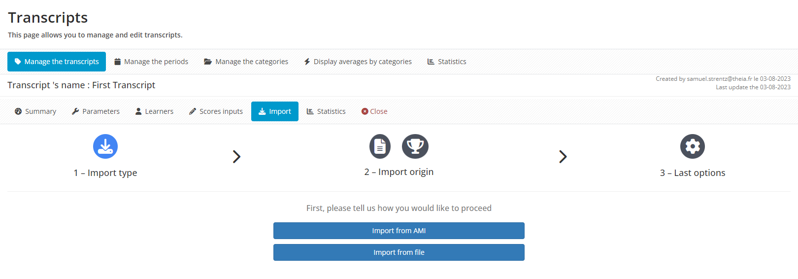 Creating transcripts - Support THEIA