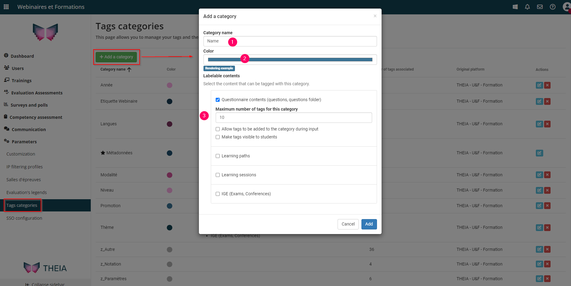 Creating and using tags - Support THEIA